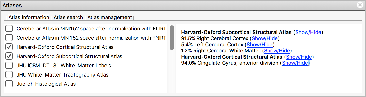 Atlases — FSLeyes documentation